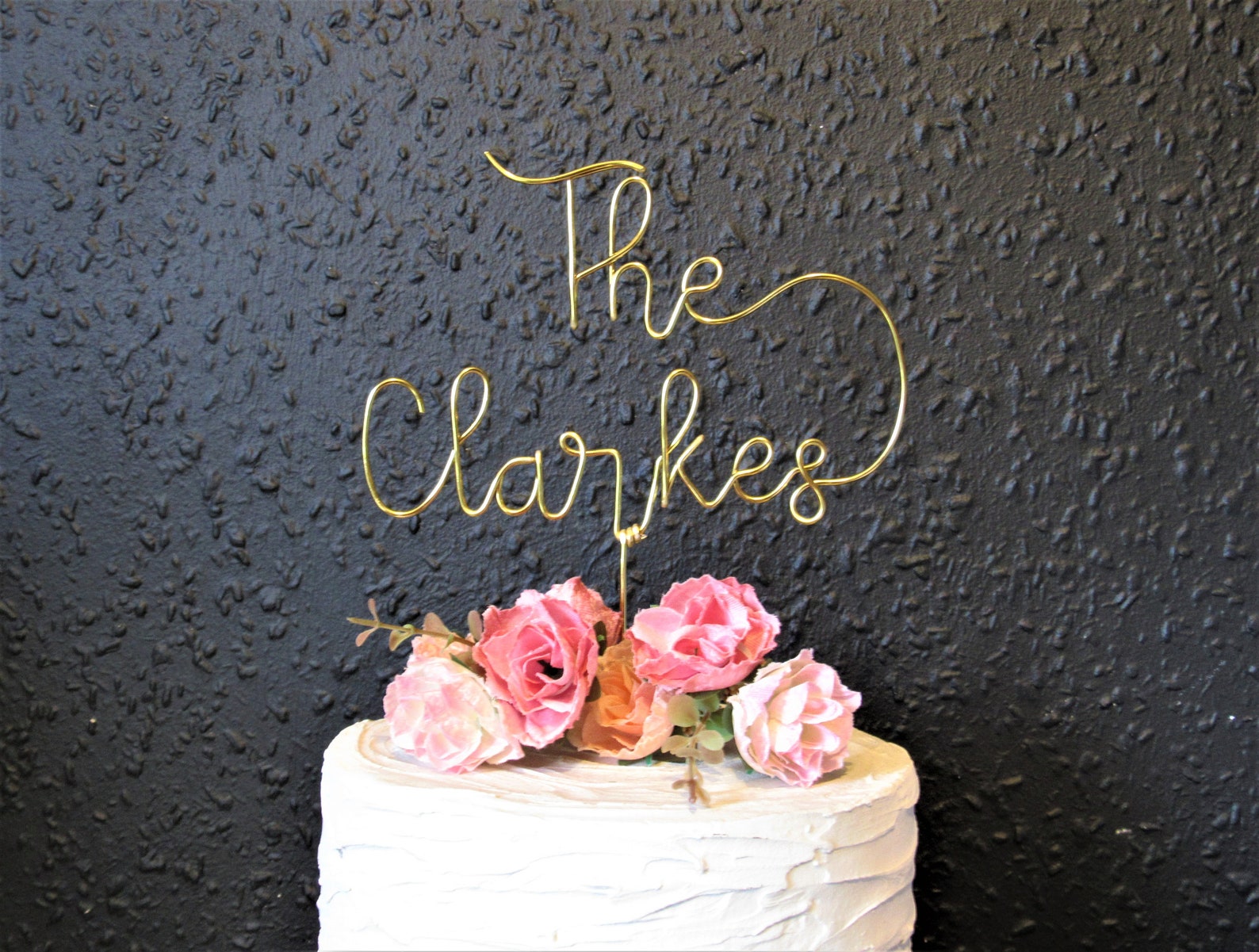 Custom Surname Wedding Cake Topper Wire, Family Name Wire Art Cake ...