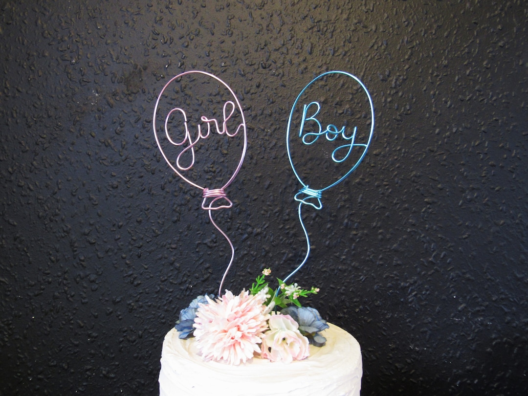 Wire Balloon Boy Girl Cake Topper Wire Gender Reveal Baby Shower Cake ...