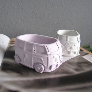 Concrete Bus Plant Pot Cactus Pot Cute Planter Miniature Bus Pot Cute ...