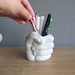 Concrete Hand Fist Pen Holder Pencil Utensil Toothbrush Holder Concrete ...