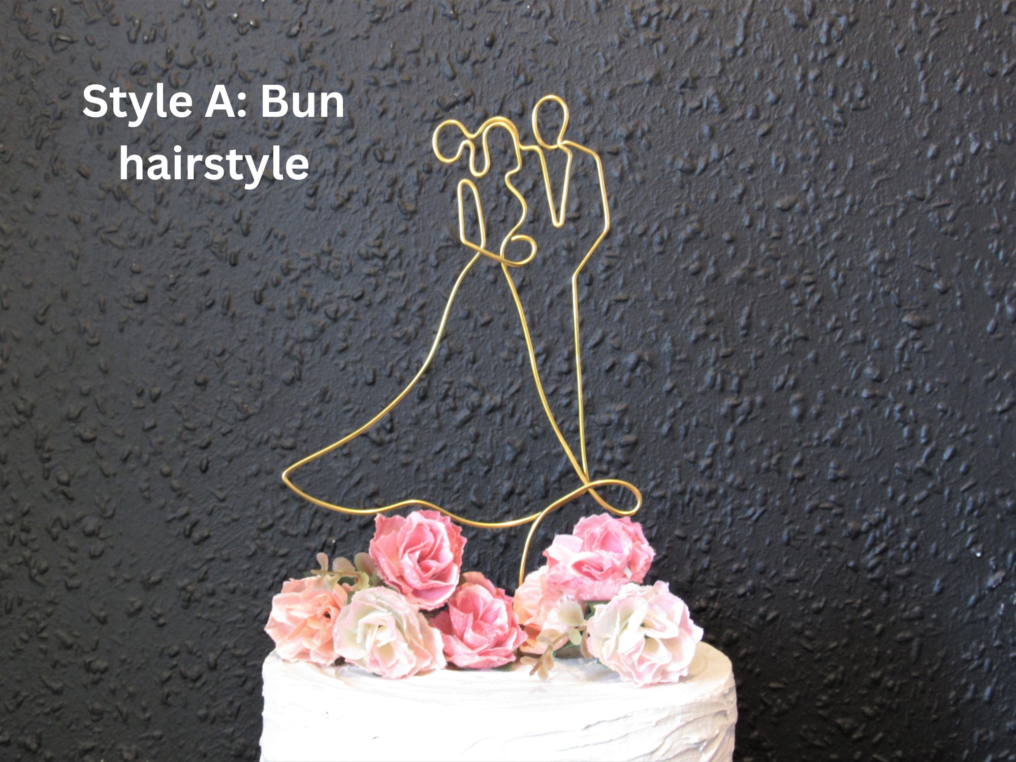 Couple Figure Wedding Cake Topper Wire One Line Silhouette Wire Couple ...