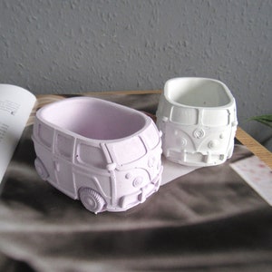 Concrete Bus Plant Pot Cactus Pot Cute Planter Miniature Bus Pot Cute ...
