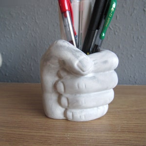 Concrete Hand Fist Pen Holder Pencil Utensil Toothbrush Holder Concrete ...