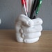 Concrete Hand Fist Pen Holder Pencil Utensil Toothbrush Holder Concrete ...