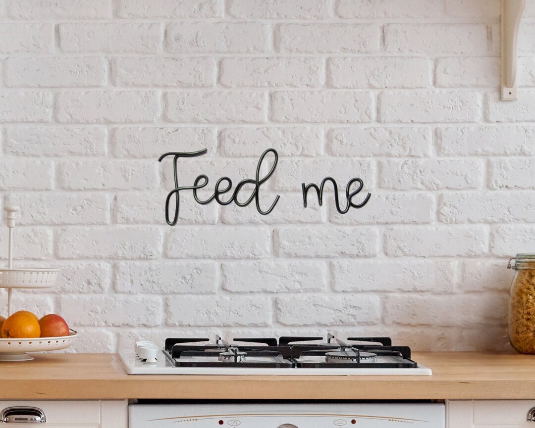 Feed Me Sign Wire Wall Art Decor Funny Kitchen Sign, Feed Me Wire Words ...