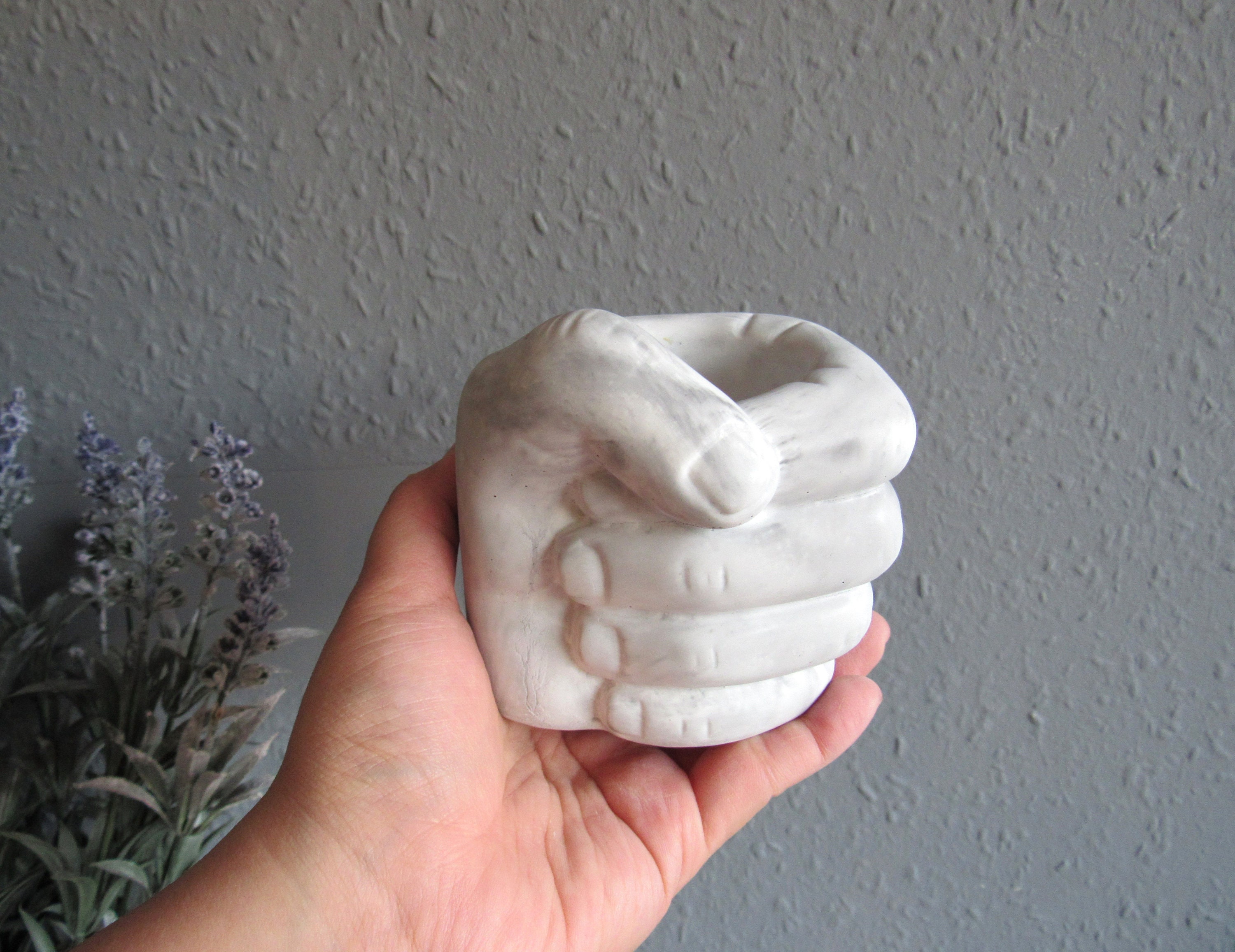 Concrete Hand Fist Pen Holder Pencil Utensil Toothbrush Holder Concrete ...
