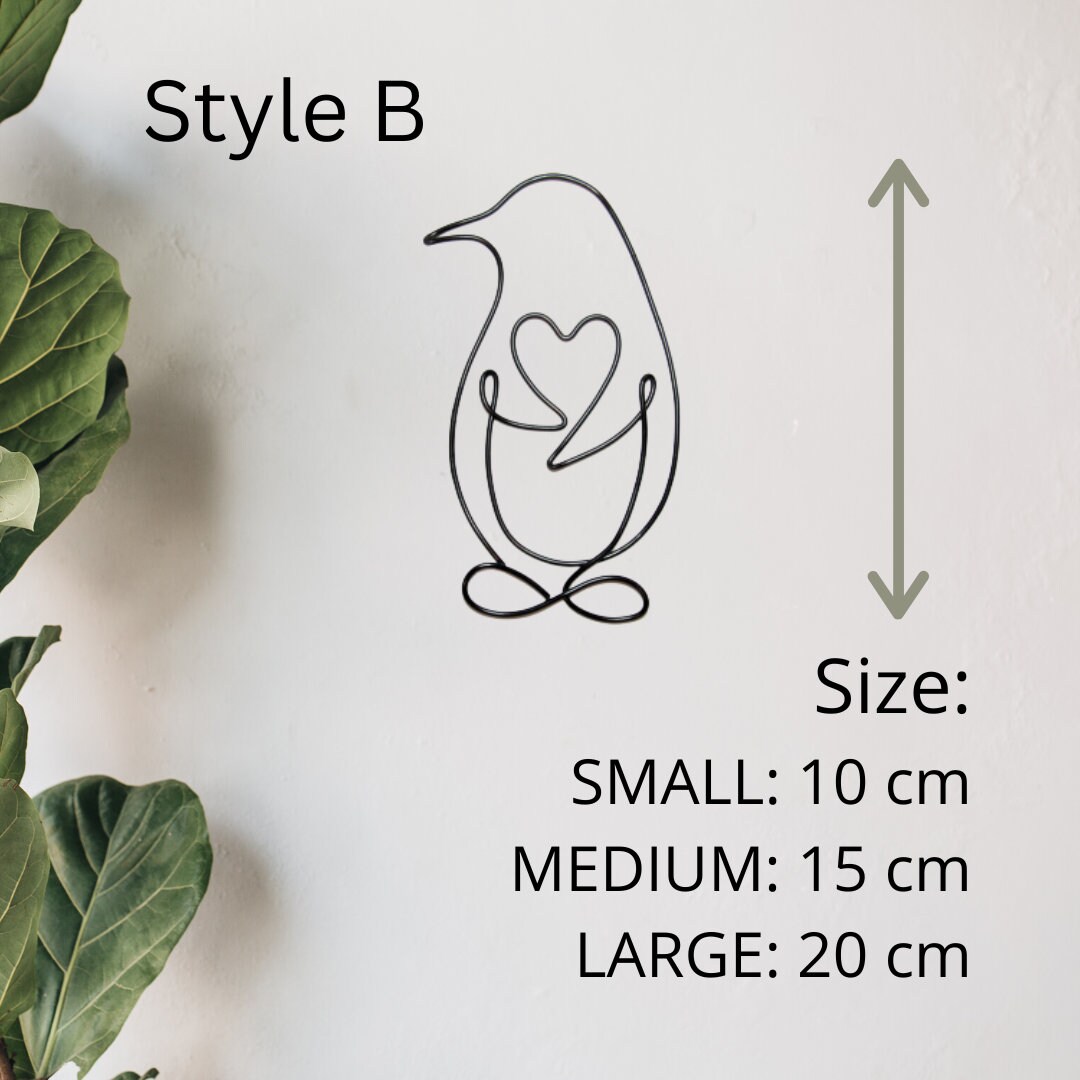 Penguin Gift Wire Wall Art Decor Sign Christmas Ornament, Mom and Baby ...