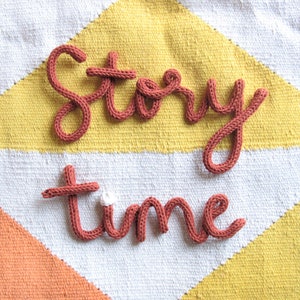 Knitted Story Time Sign Nursery Wall Art Decor Reading Corner, Story ...