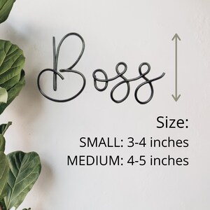 Boss Lady Sign Office Decor Wire Wall Art Gift, Boss Lady Wire Words ...