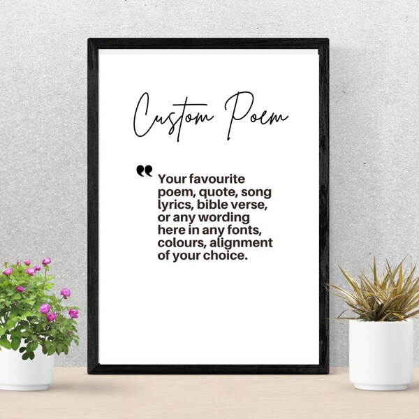 Custom Poem Print - Make Your Own Poem Print