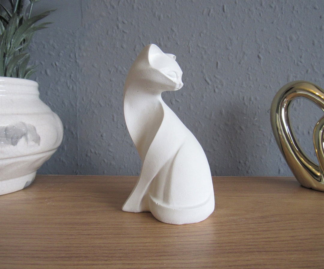 Concrete Cat Statue Decorative Cat Figurine Sculpture Ornament Gift ...
