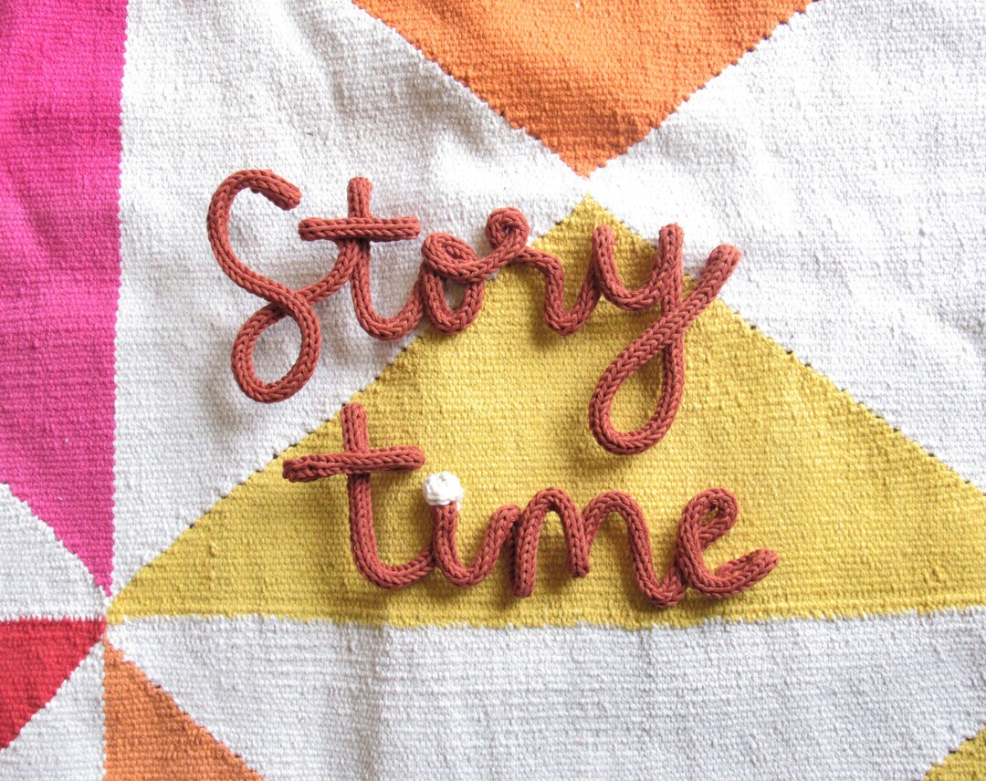 Knitted Story Time Sign Nursery Wall Art Decor Reading Corner, Story ...