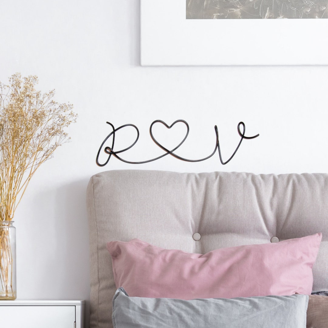 Couple Initial Wall Art Heart Wire Sign, Cute Couple Gifts Valentines ...