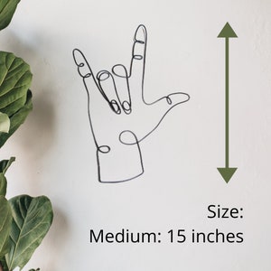 Wire Hand Sign ASL I Love You Metal Wall Art Home Decor, American Sign ...