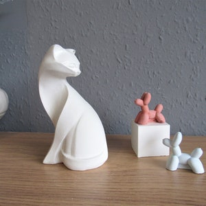 Concrete Cat Statue Decorative Cat Figurine Sculpture Ornament Gift ...