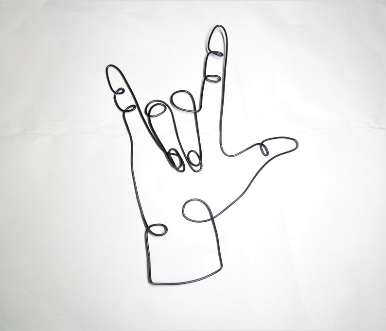 Wire Hand Sign ASL I Love You Metal Wall Art Home Decor, American Sign ...