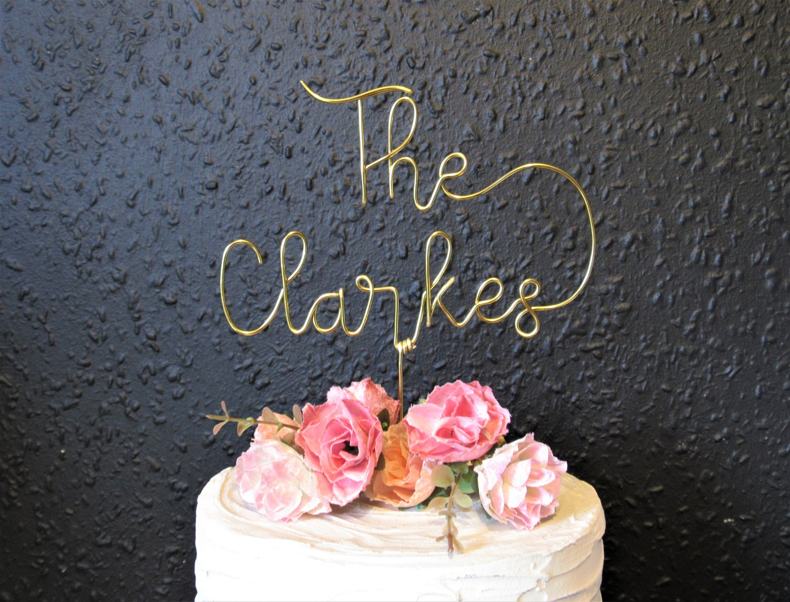 Custom Surname Wedding Cake Topper Wire, Family Name Wire Art Cake ...