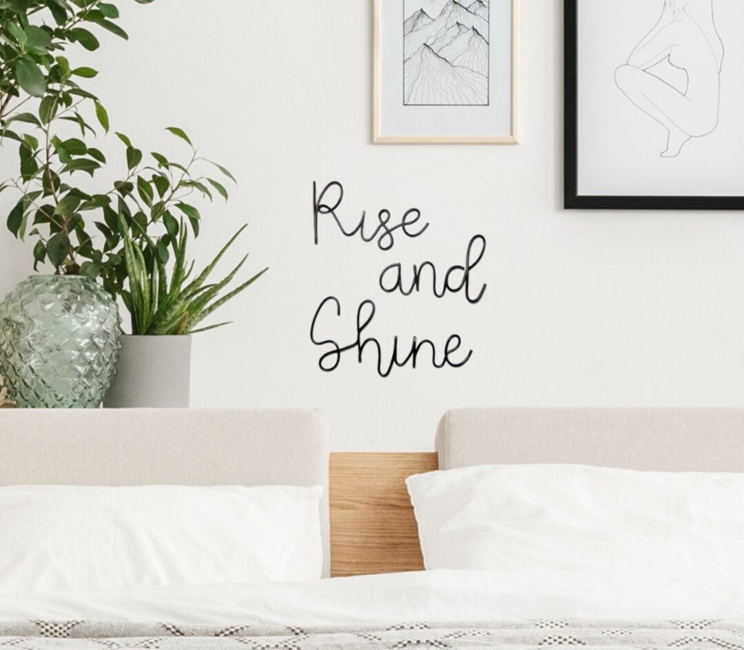 Rise and Shine Wire Wall Art Metal Sign Bedroom Decor Over the Bed ...
