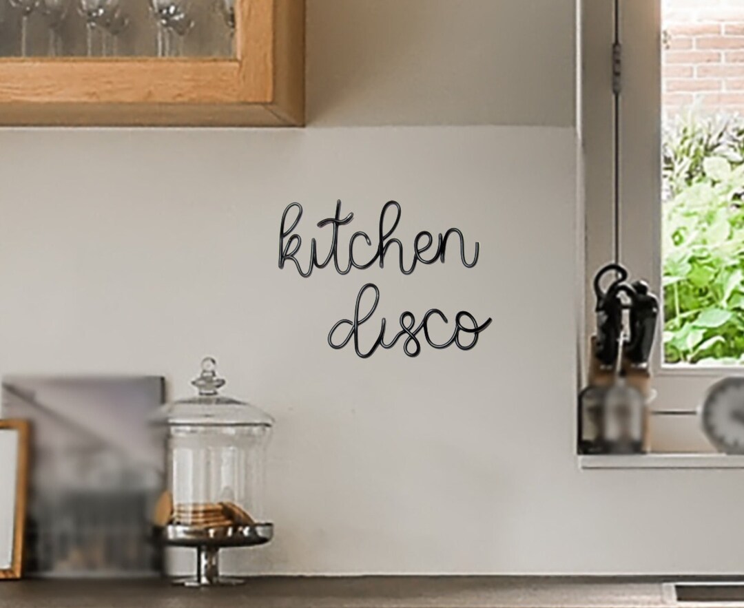 Kitchen Disco Sign Wire Wall Art Decor, Kitchen Disco Metal Wall Art ...