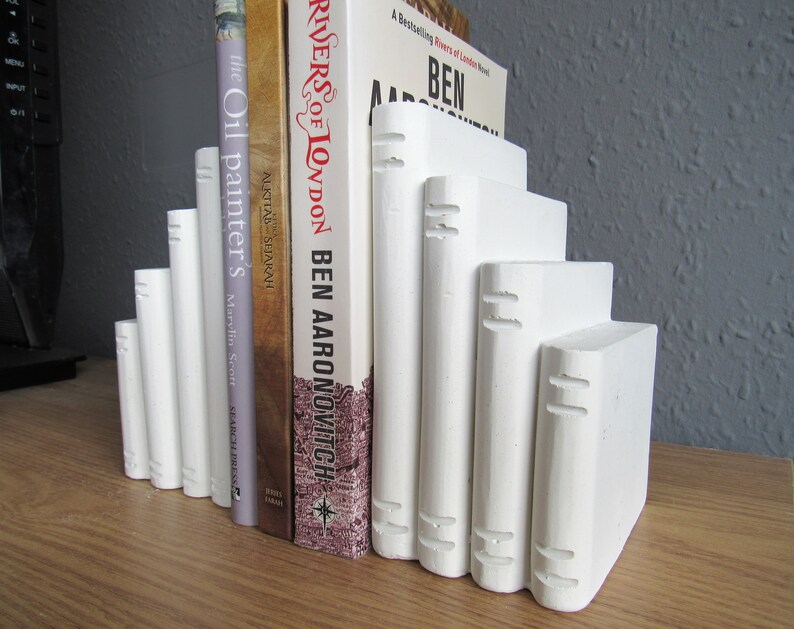 Book Shaped Bookends Concrete Bookends Bookshelf Decor Book Holder ...