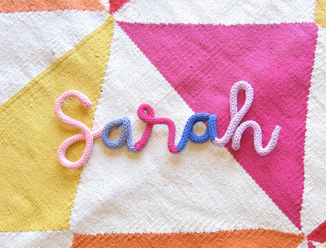 Colorful Knitted Wire Name Sign Nursery Wall Art Decor, Personalised ...