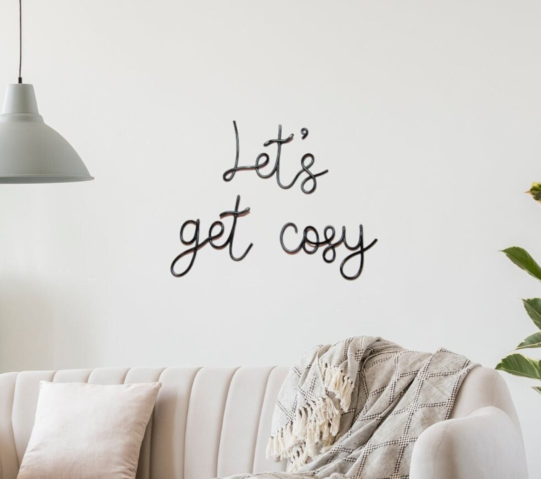 Let's Get Cosy Sign Wire Wall Art Words, Let's Get Cozy Metal Wall Art ...