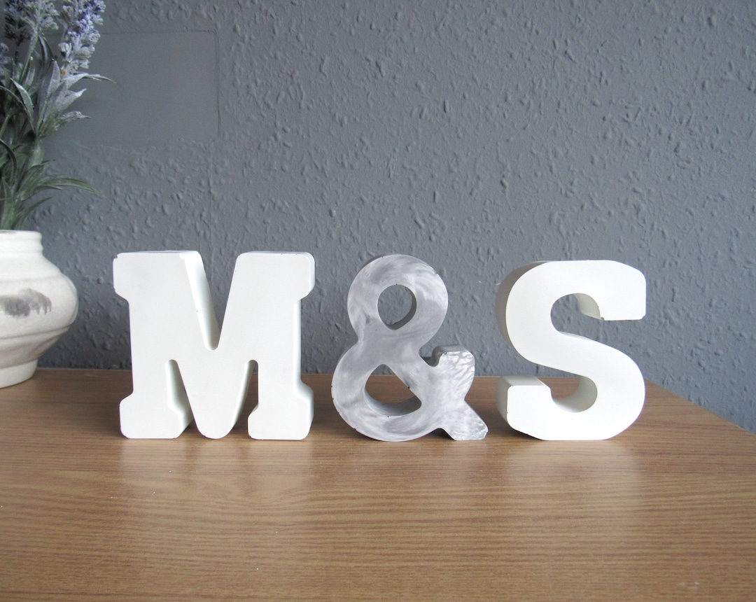 Large Concrete Letters Name Sign Wedding Decor Gifts for Couple Custom ...