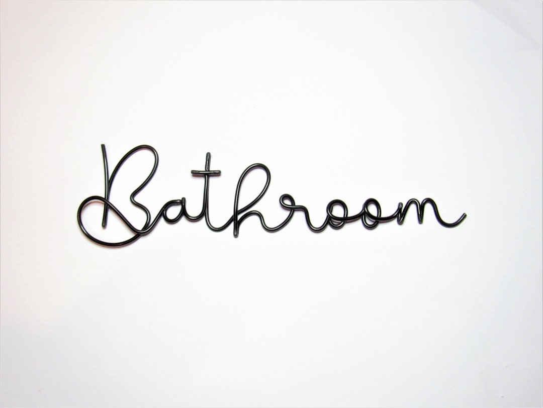 Bathroom Door Sign Wire Words, Bathroom Decor Unisex Toilet Door Sign ...