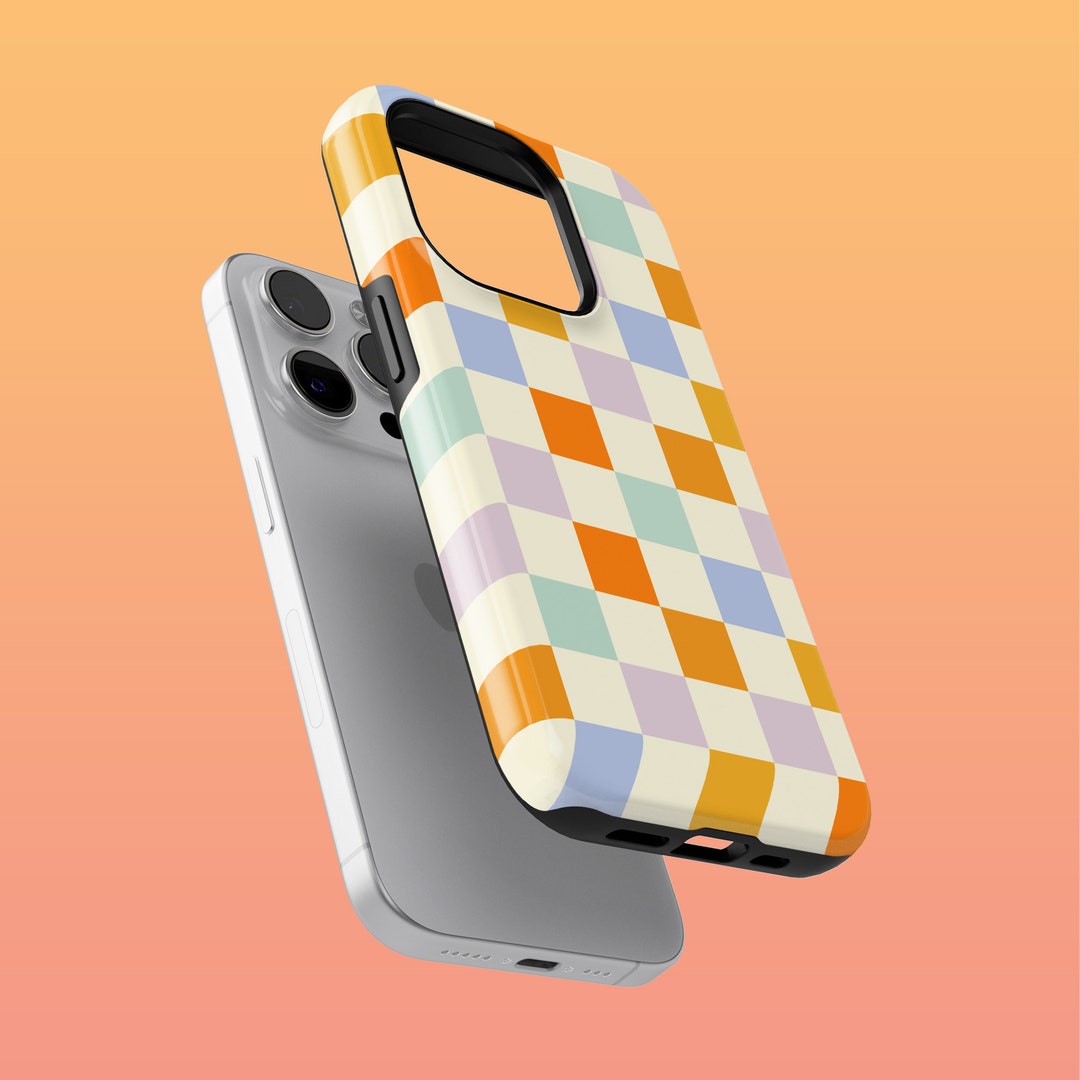 Tough Pastel Checker Phone Case Summer Vibe Cover for iPhone 16plus, 15 ...