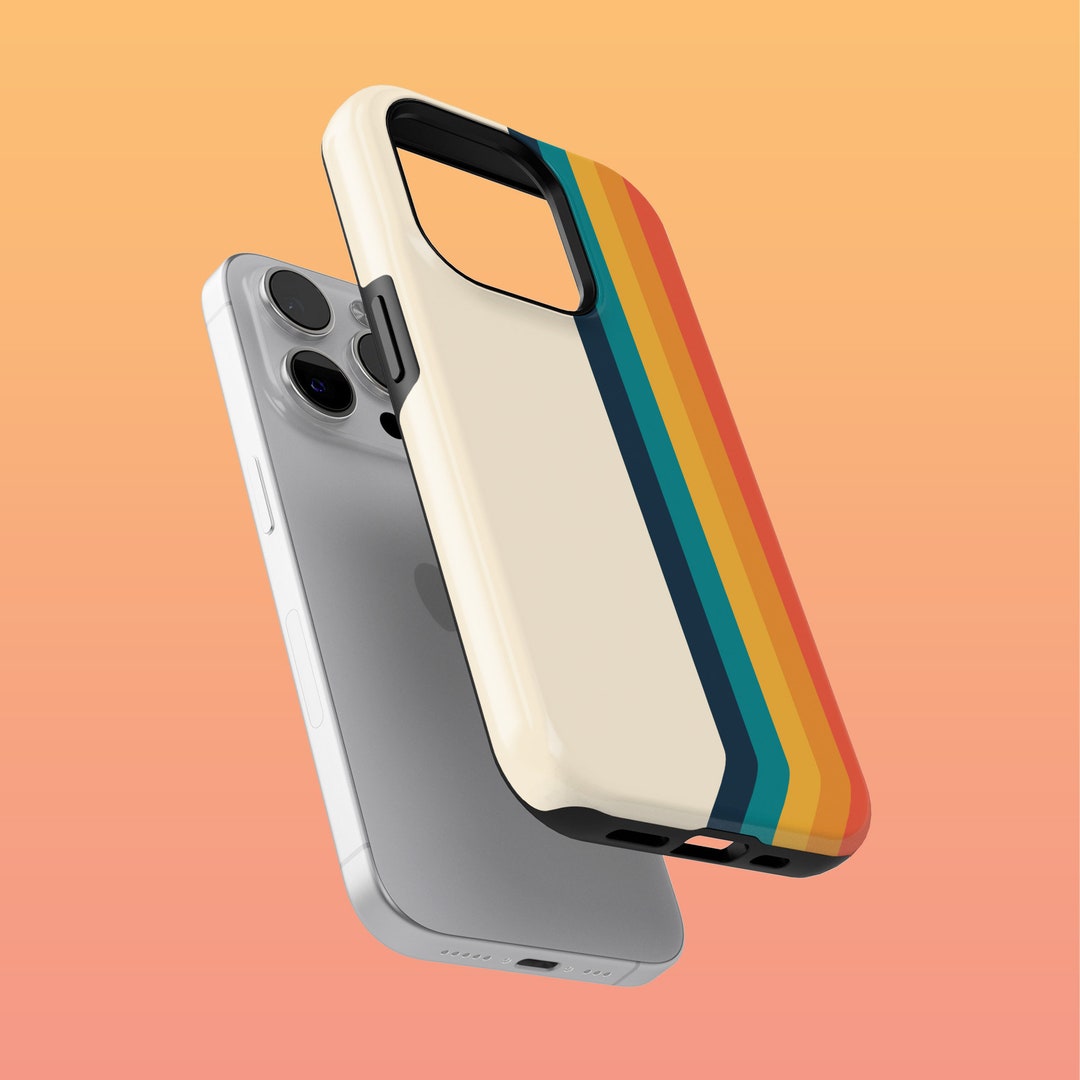Sturdy Retro Stripes Phone Case Vintage Line Cover for iPhone 15, 14 ...