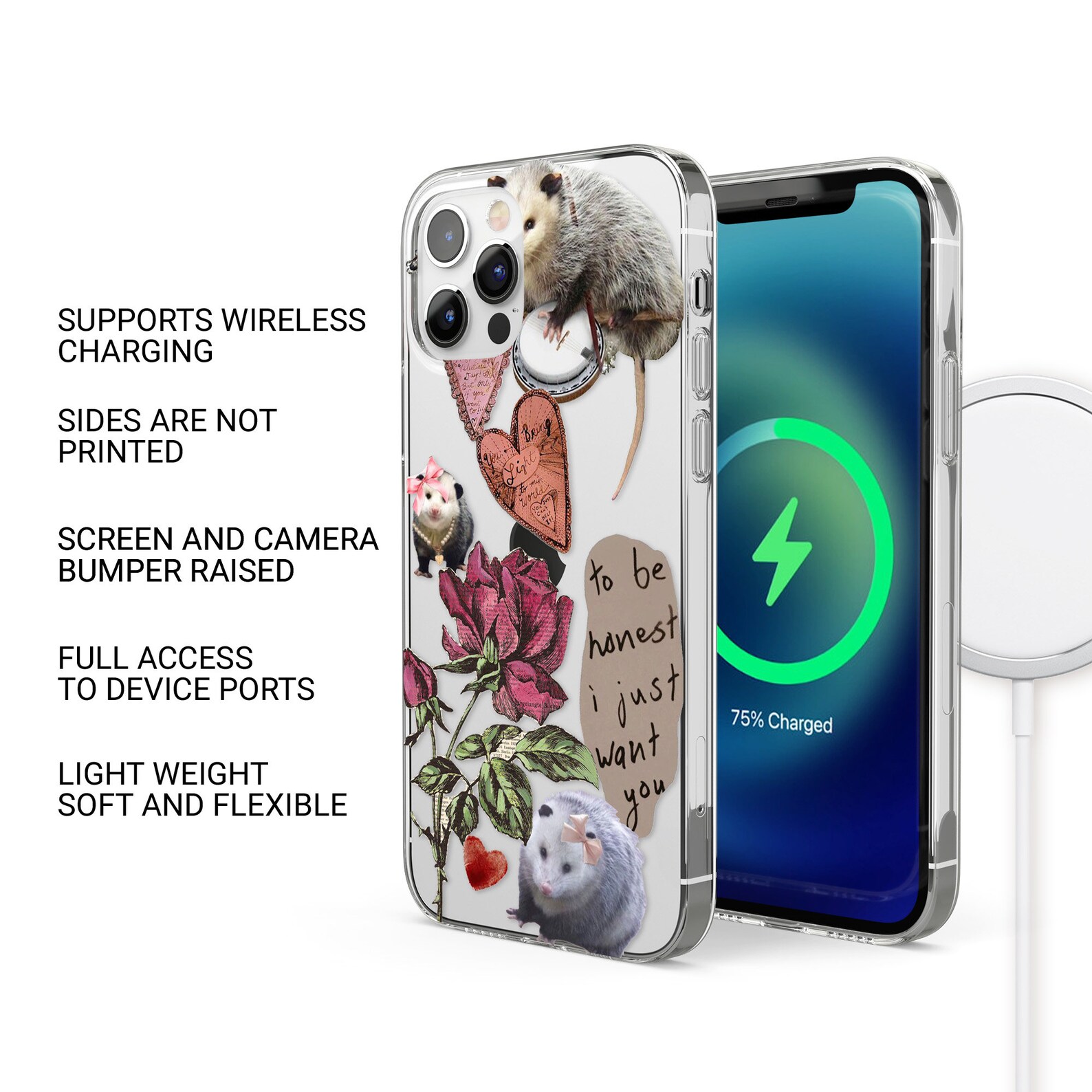 Cute Possum Phone Case Possum Lover iPhone Cover for iPhone 17air, 16E ...