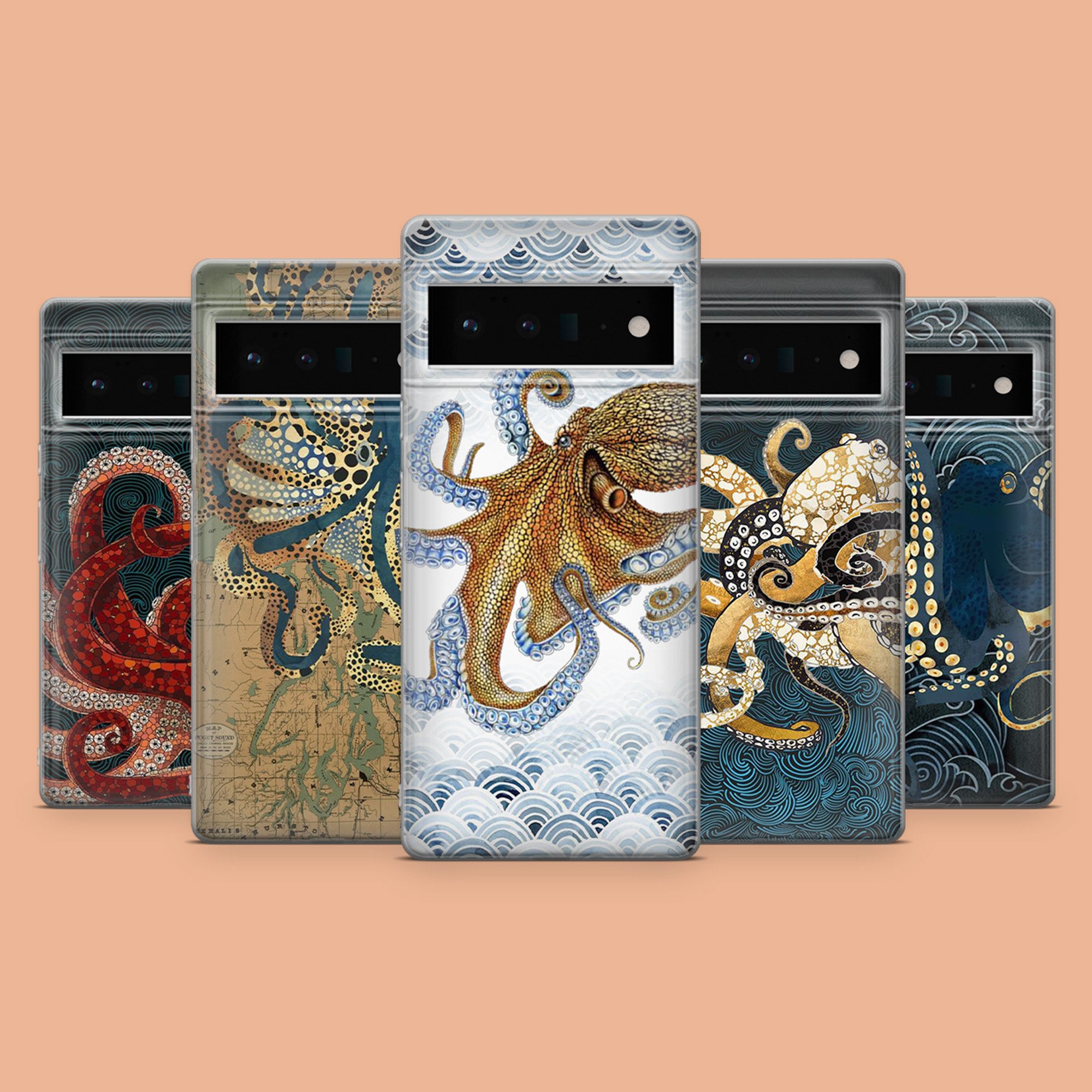 Red Kraken Phone Case Elegant Octopus Phone Cover for Google - Etsy UK