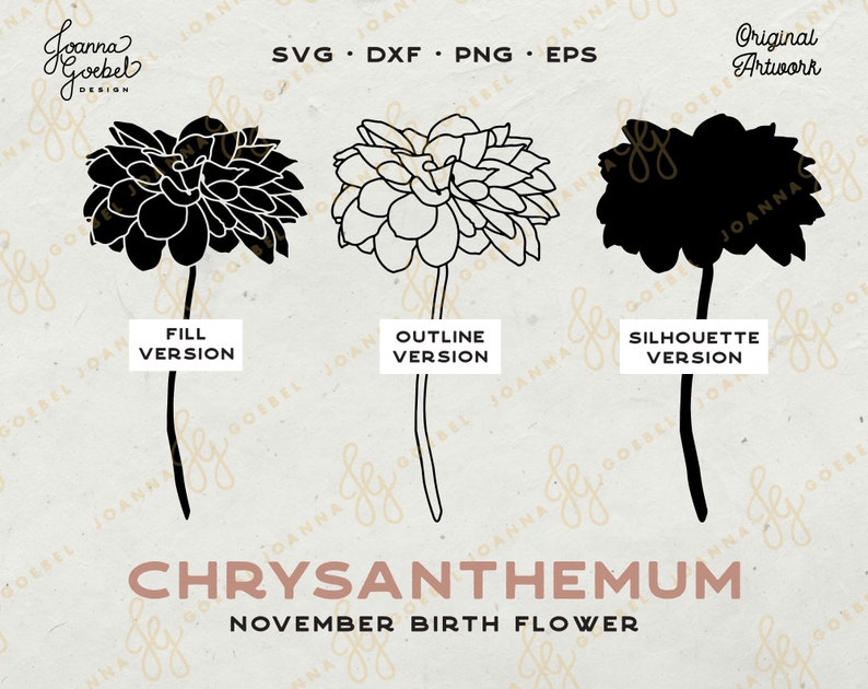 Chrysanthemum SVG, November Birth Flower, Floral Outline (digital ...