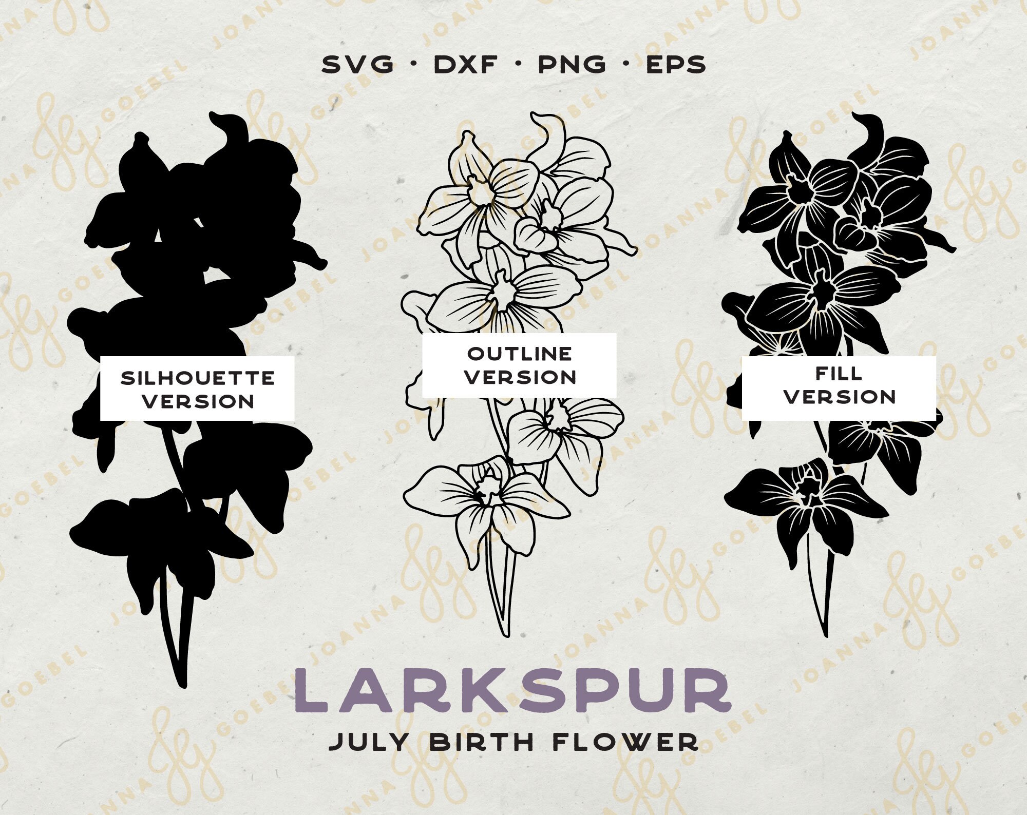 Larkspur SVG; July Birth Flower SVG; Layered Flower SVG; Joanna Goebel ...