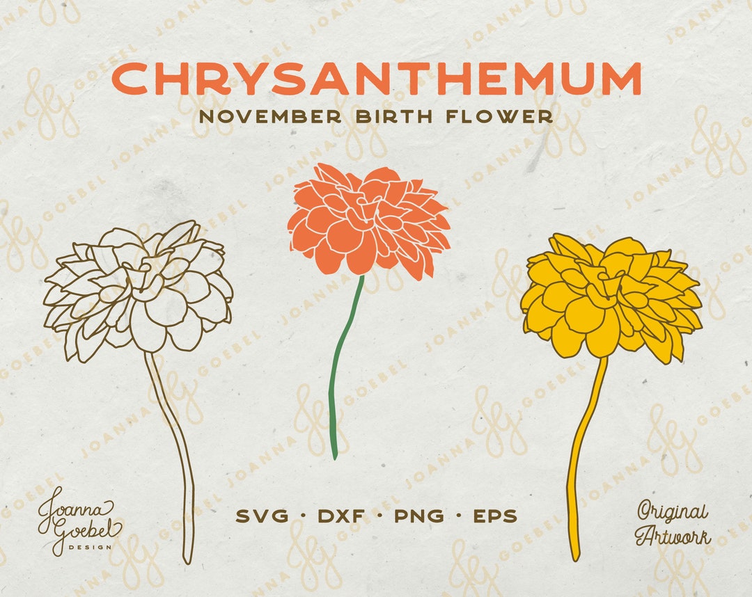 Chrysanthemum SVG, November Birth Flower, Floral Outline (digital ...