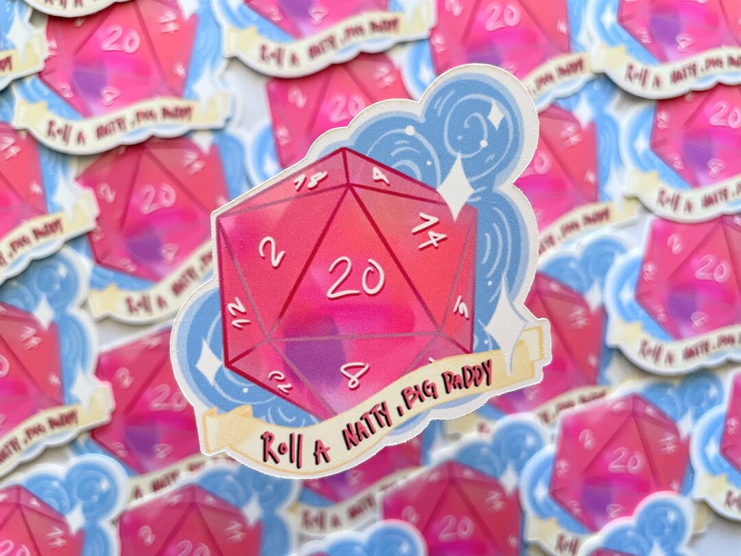 Roll a Natty Big Daddy Dungeons and Dragons D20 Sticker, Natural 20 ...