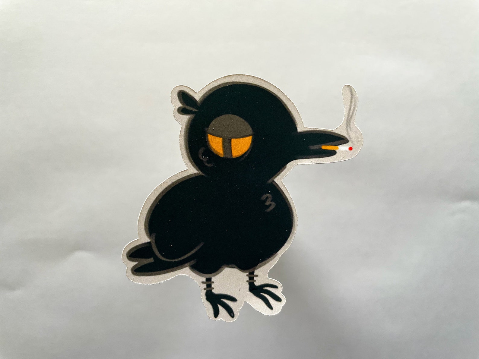 Crow Smoking a Cigarette Halloween Sticker, Grumpy Bird, Raven, Spooky ...