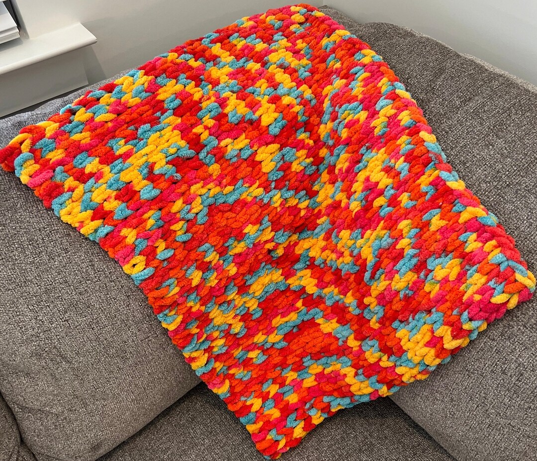 Handmade Knit Baby Blanket: Sunset Colors, Soft Cozy Throw - Etsy