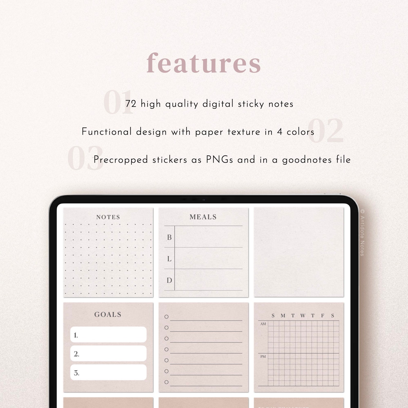 Digital Sticky Notes Neutral Tones Ipad Stickers Digital - Etsy