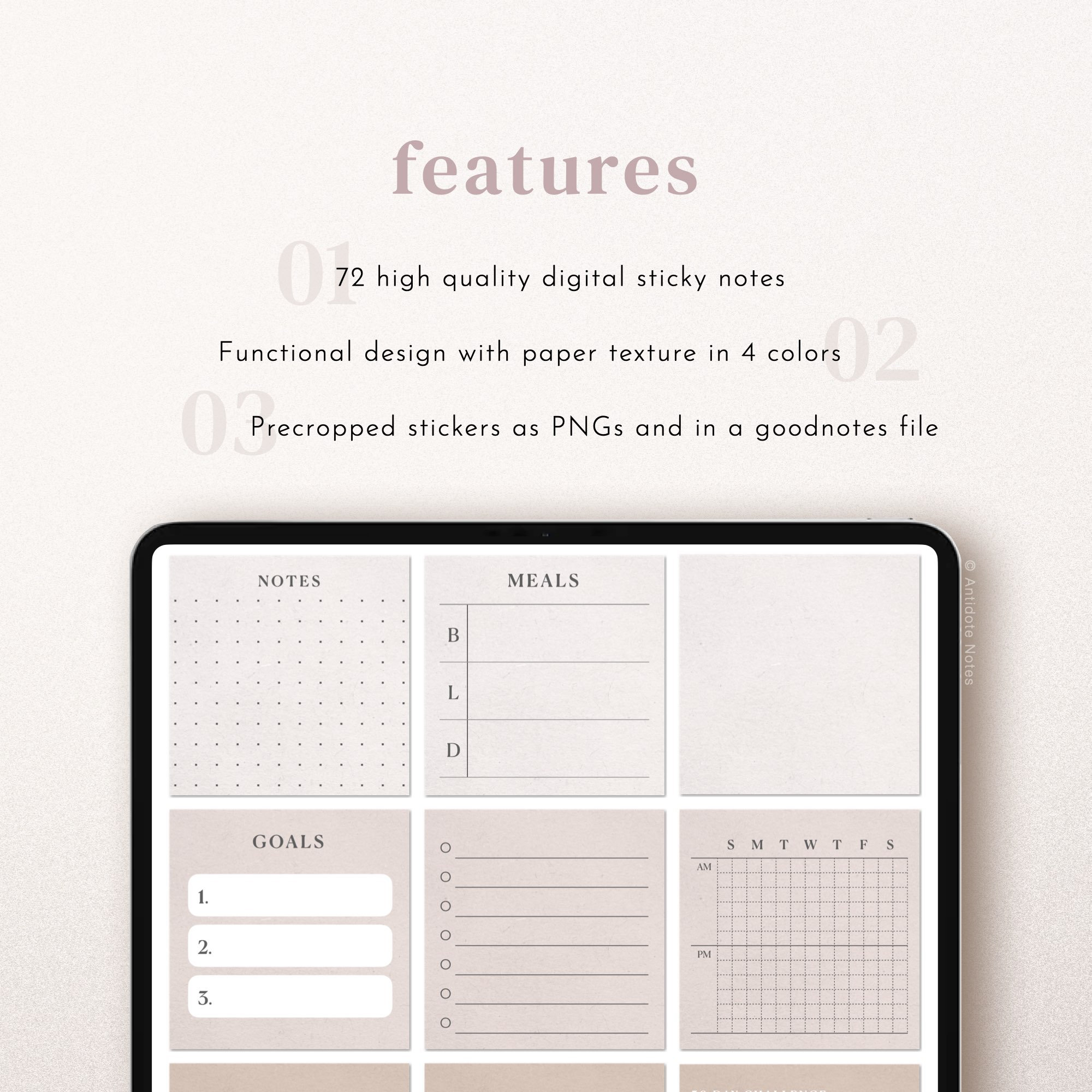 Digital Sticky Notes Neutral Tones Ipad Stickers Digital - Etsy