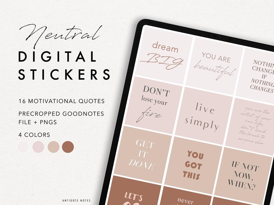 Digital Stickers | Motivational Quotes Neutral, PNG, Goodnotes ...