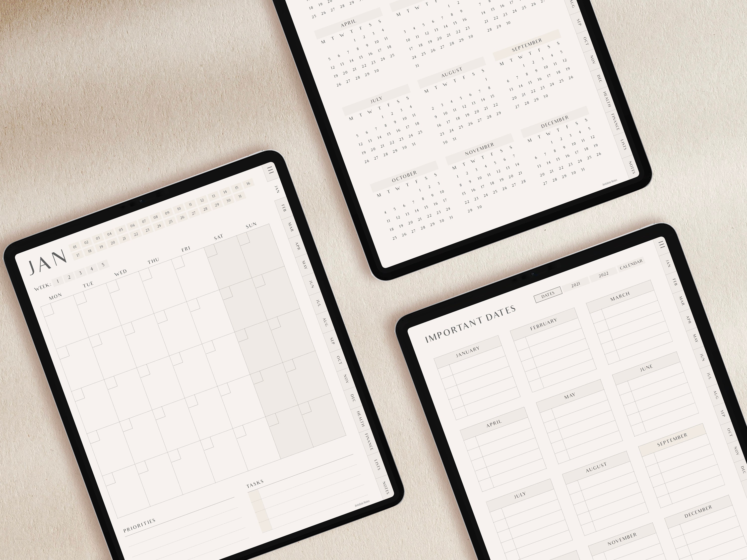 Undated Digital Planner with self care fitness and budget | Etsy