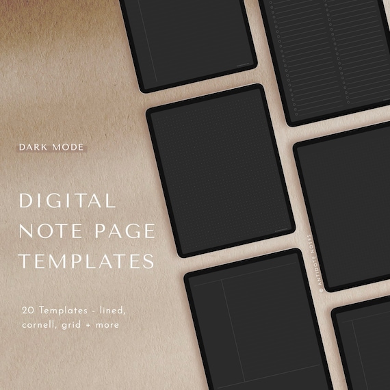 Digital Page Templates in DARK MODE 20 Pages Lined Grid | Etsy