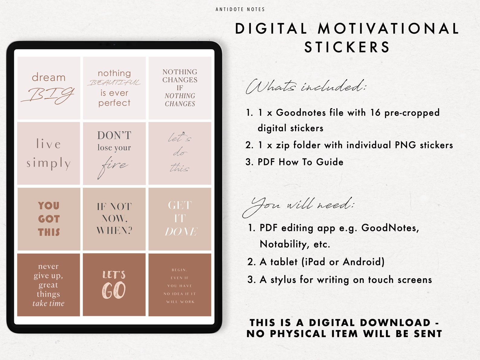 Digital Stickers Motivational Quotes Neutral PNG - Etsy Australia