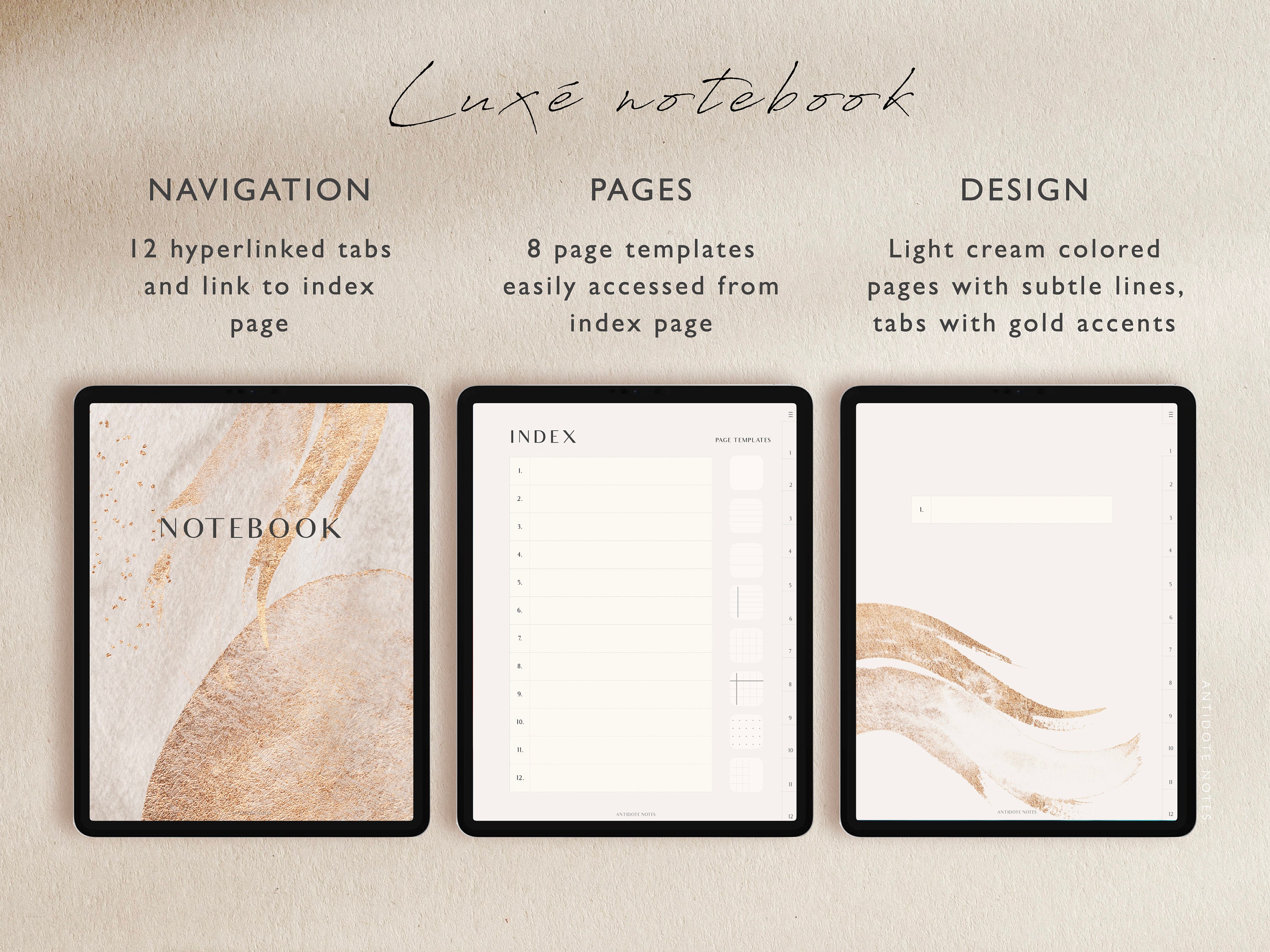 Digital Planner Bundle - Undated Planner, Daily Journal, Luxe Notebook ...