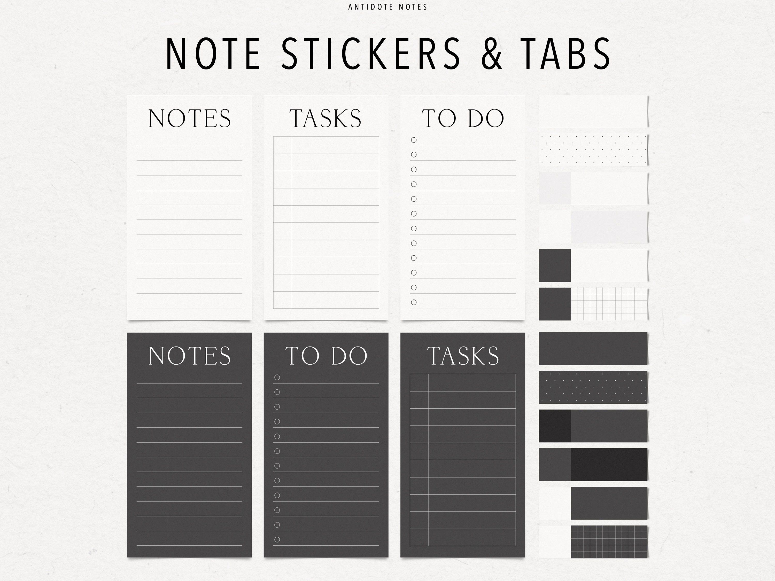Digital Sticky Notes | Black & White, iPad Stickers Digital Planner, to ...