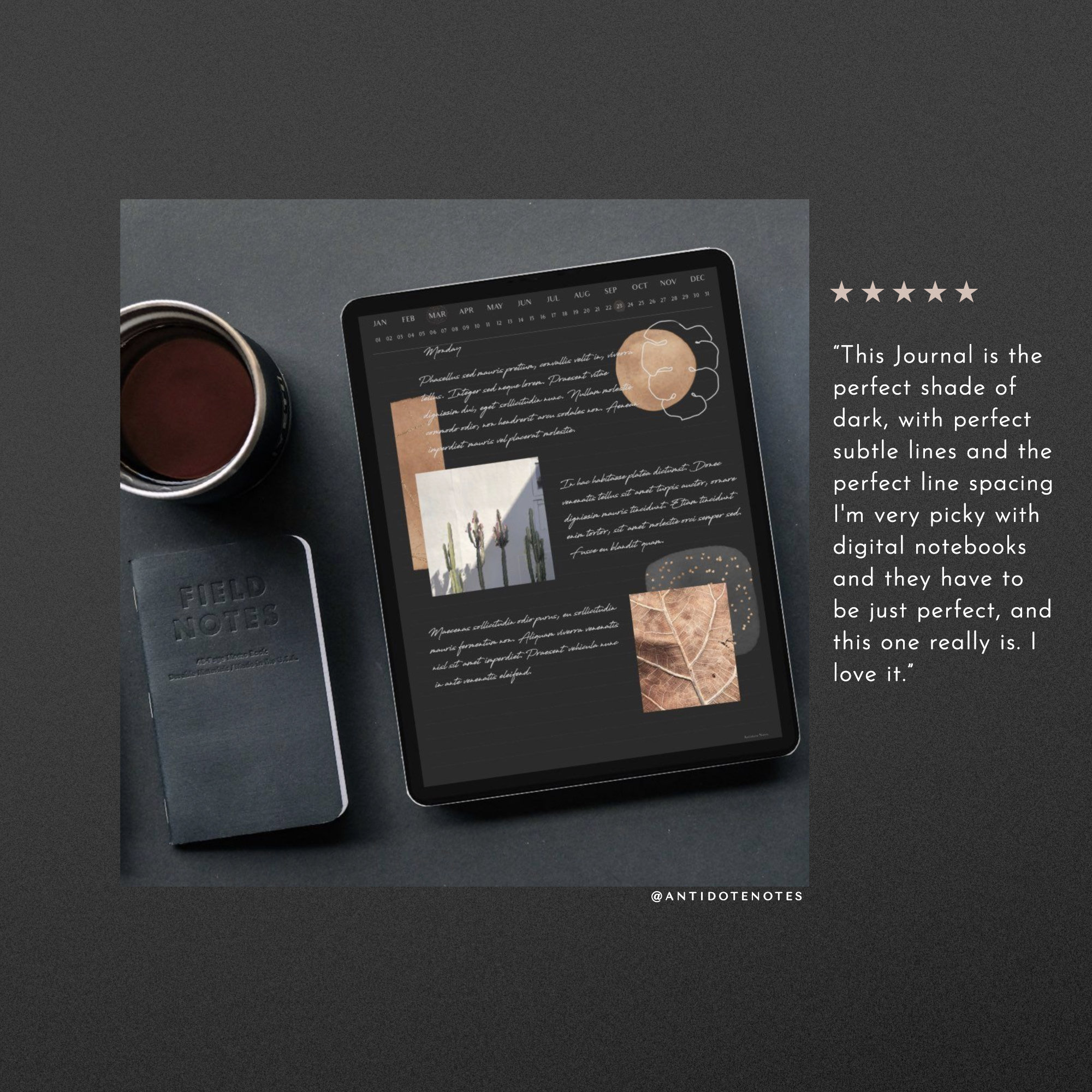 Digital Daily Journal 365 Dark Mode Pages Blackout Journal - Etsy Australia