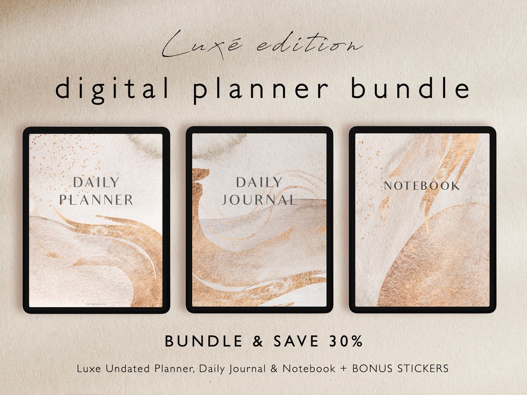 Digital Planner Bundle - Undated Planner, Daily Journal, Luxe Notebook ...