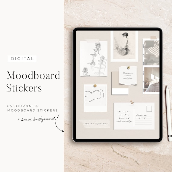 Digital Stickers Moodboard Journal Digital PNG Stickers for - Etsy