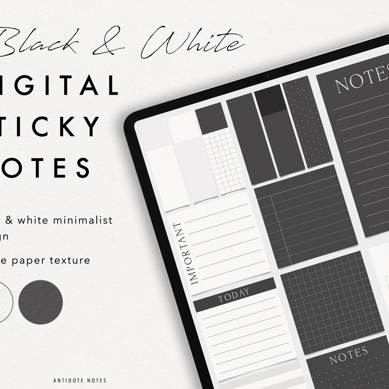 Black and White Sticky Notes - Etsy